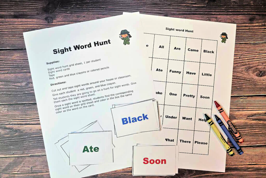 Sight Word Hunt Game